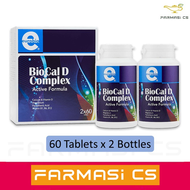 Eurobio BioCal D Complex Active Formula 60 Tablets x 2 Bottles (TWIN ...