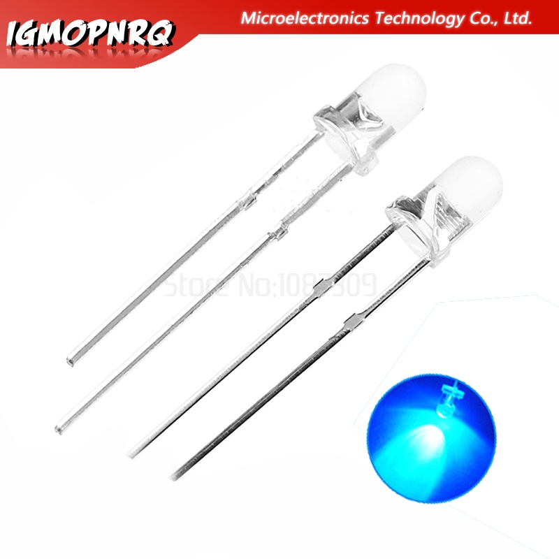 100pcs blue light-emitting diodes White turn blue 3mm led | Shopee Malaysia