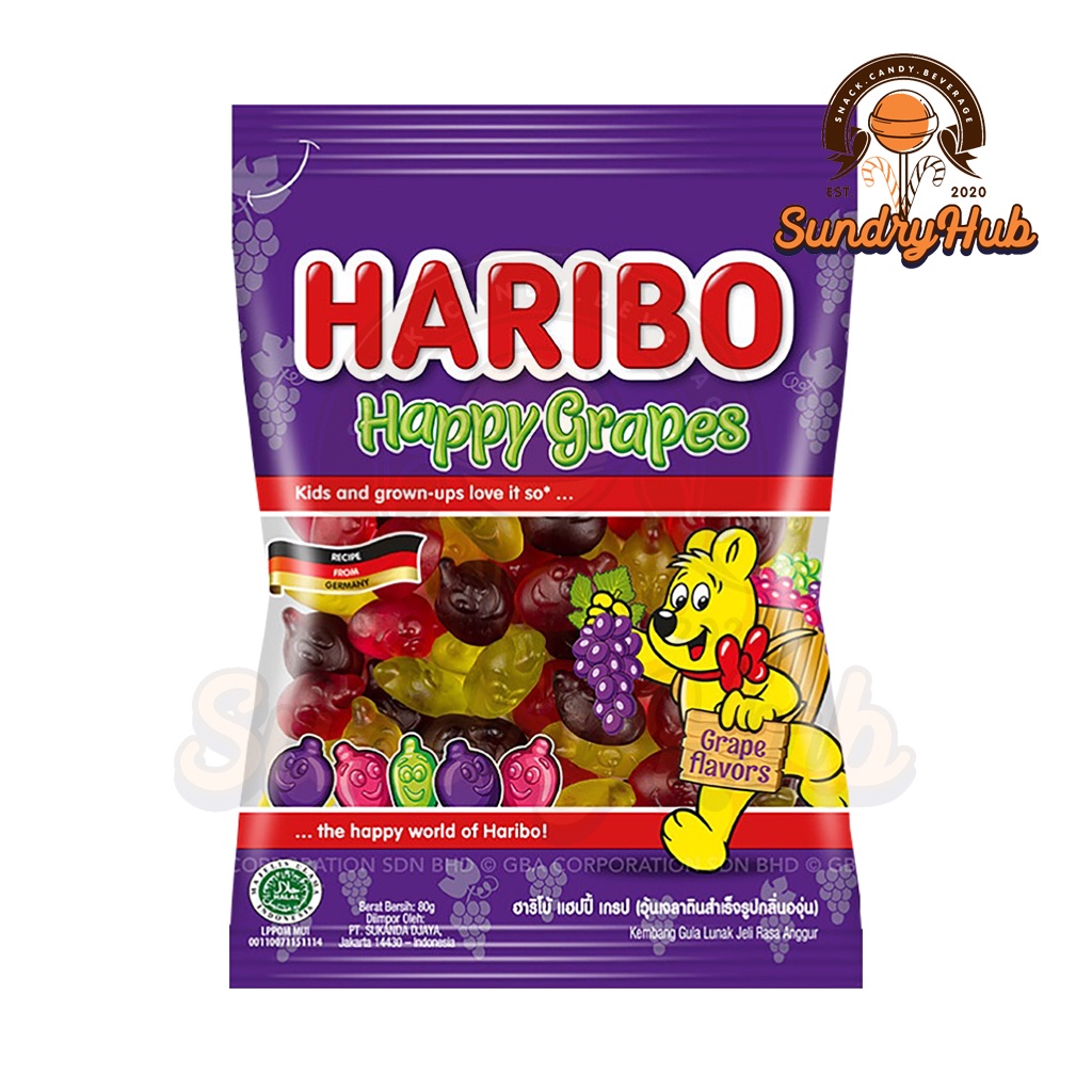 Haribo Gummy Candy Happy Grapes 80g | Shopee Malaysia