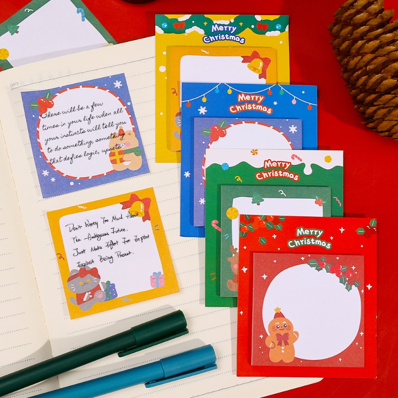 Merry Christmas Tearable Sticker/ Cute Cartoon Santa Claus Note Book ...