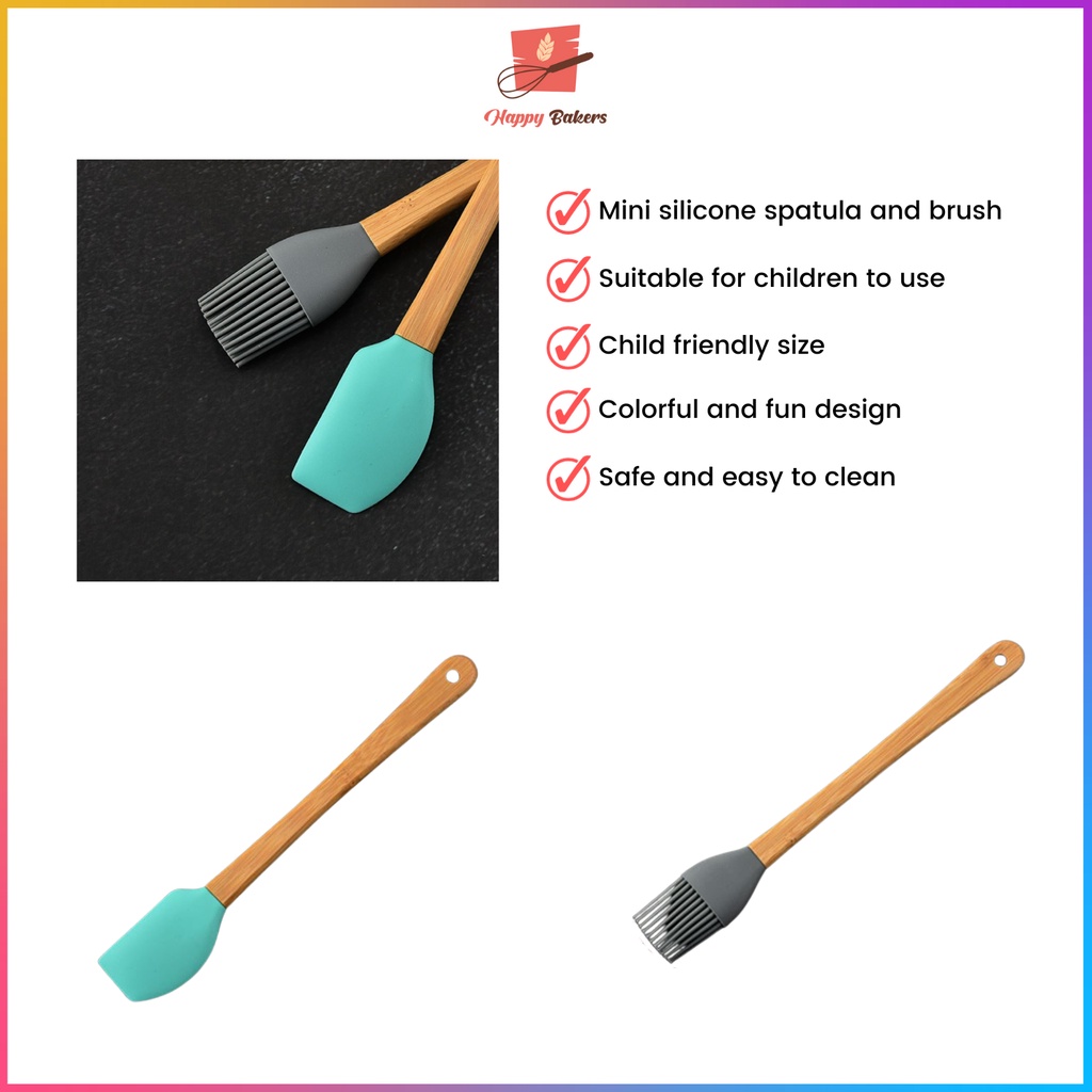 Mini Silicone Spatula Brush | For Kids Baking Cooking Mixing Folding ...