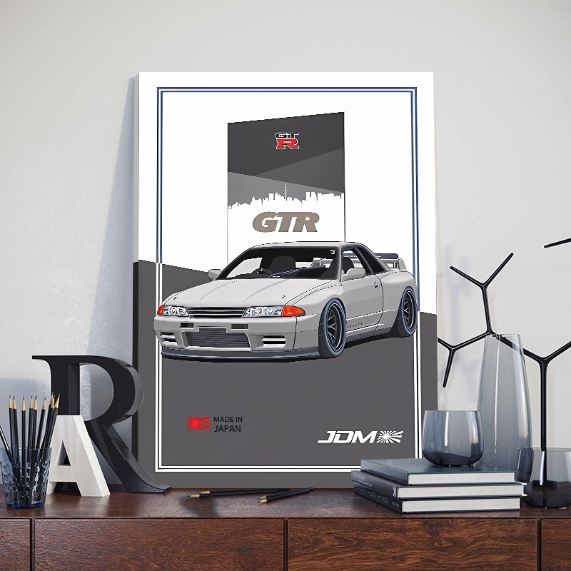 (With Frame )Poster Wooden Canvas JDM Car Room Wall Decoration Picture ...