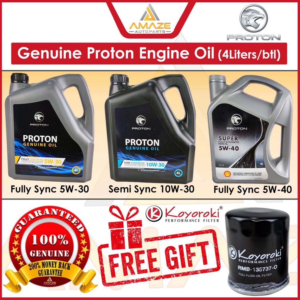 Genuine Proton Fully Synthetic / Semi Synthetic Engine Oil 4L Petronas/Shell (5W30 / 10W30 ...