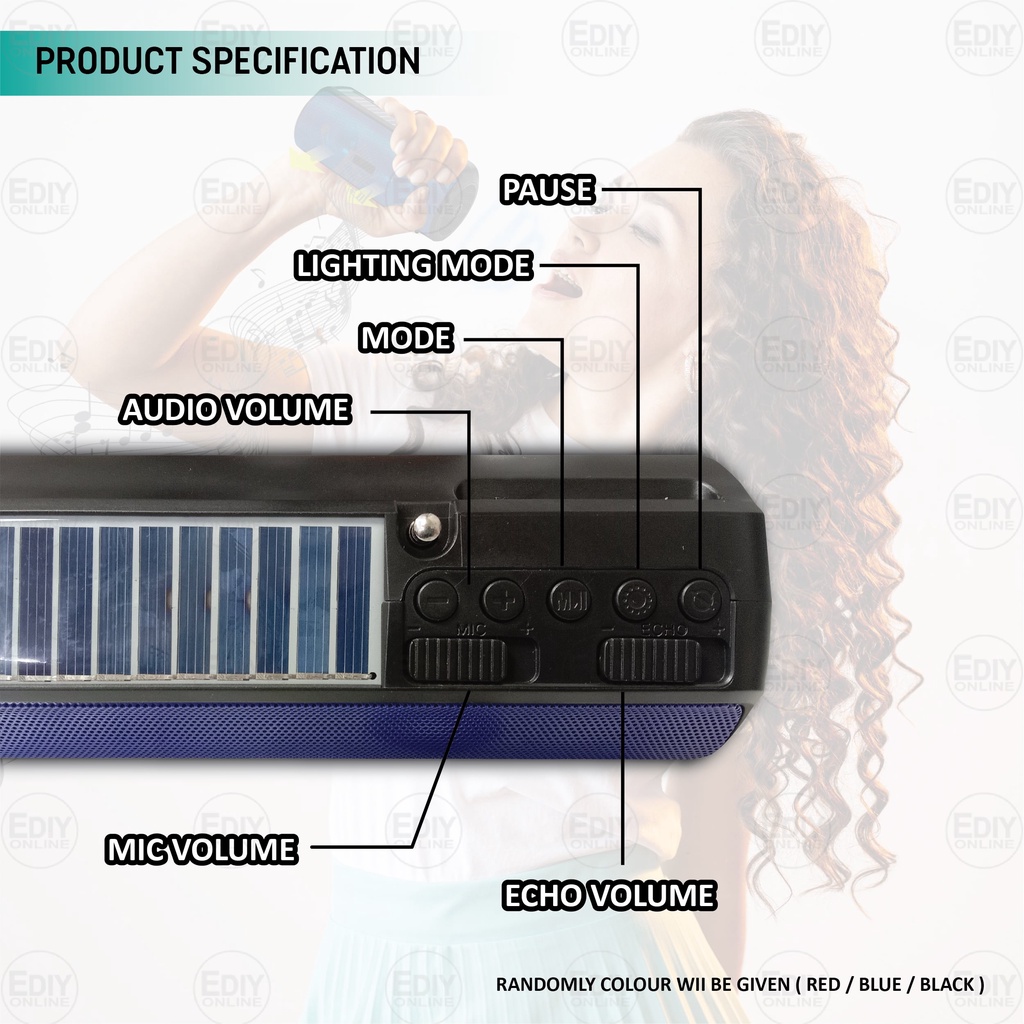 SOLAR MEGAPHONE + FM RADIO + BLUETOOTH SPEAKER KARAOKE MIC MICROPHONE ...