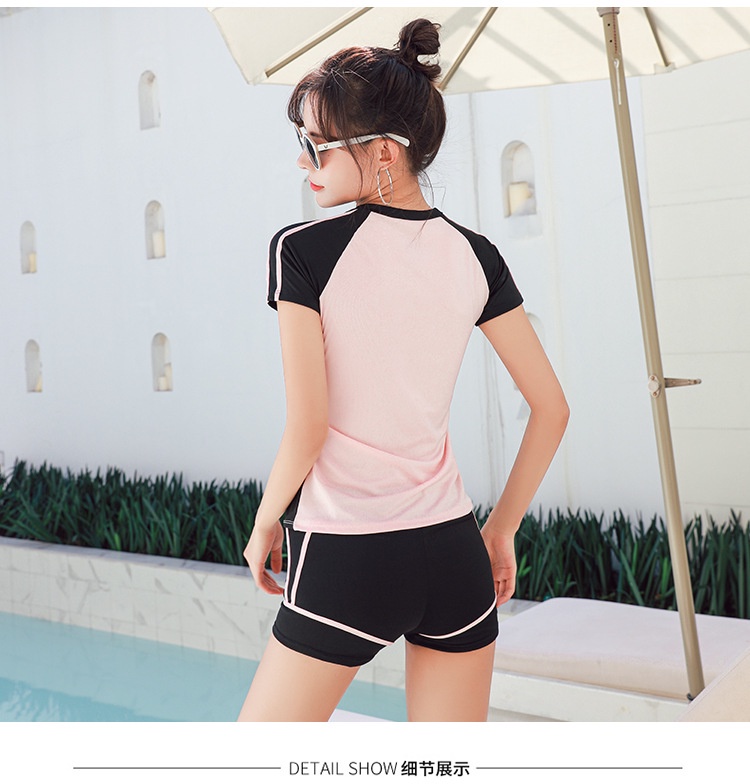 Women's 2 Piece Split Belly Covering Thin Sports Large Size Swimsuits ...