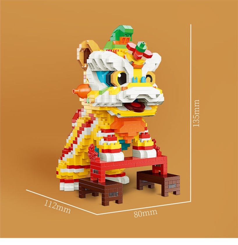 Lion Awakening Building Blocks Lucky Fortune Cute Lion Dance Classic ...