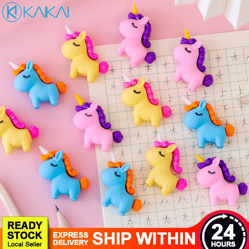 🔥 CLEAN ERASING 🔥 Adorable 3D Unicorn Eraser Creative Cartoon Rubber ...