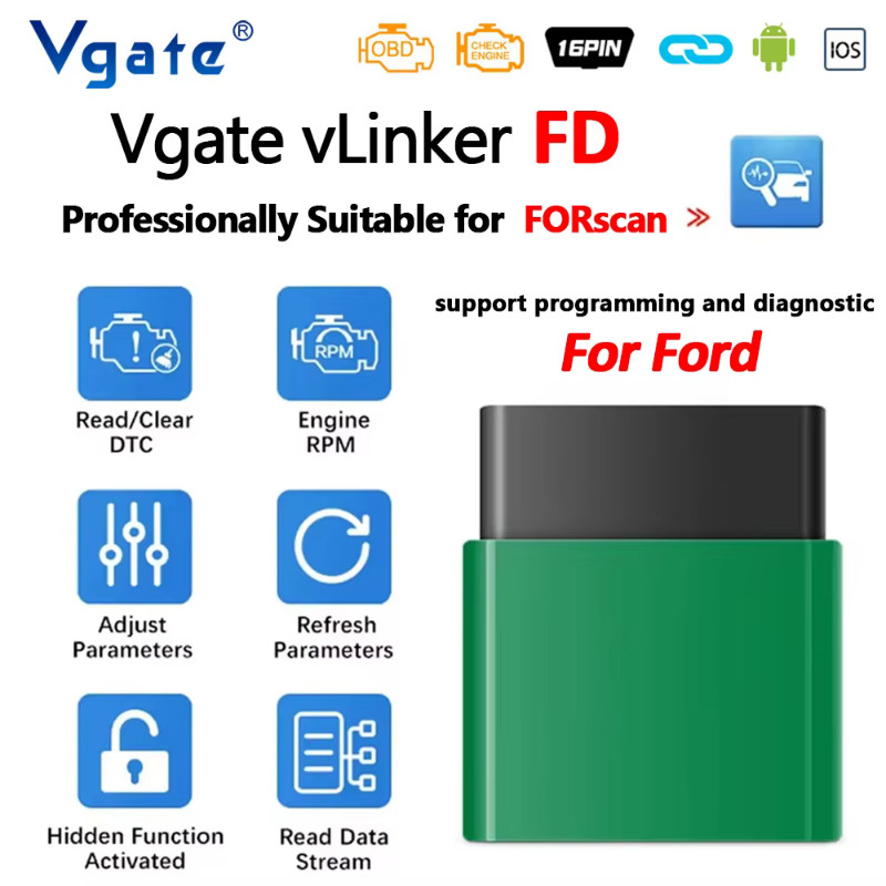 Vgate vLinker FD FD+ V2.2 ELM327 FORScan Bluetooth 4.0 For Ford OBD2 ...