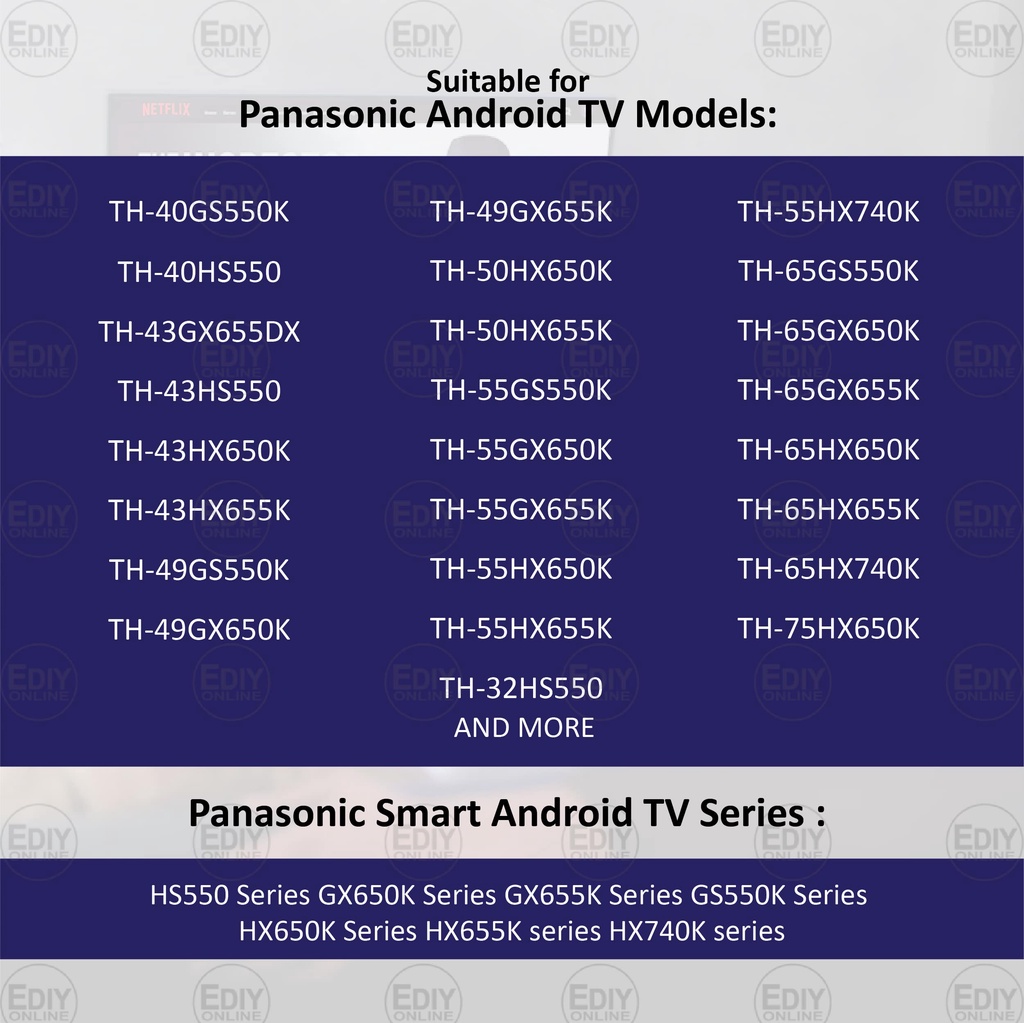 Replacement Remote Control For Panasonic D10 Android Smart TV Netflix ...