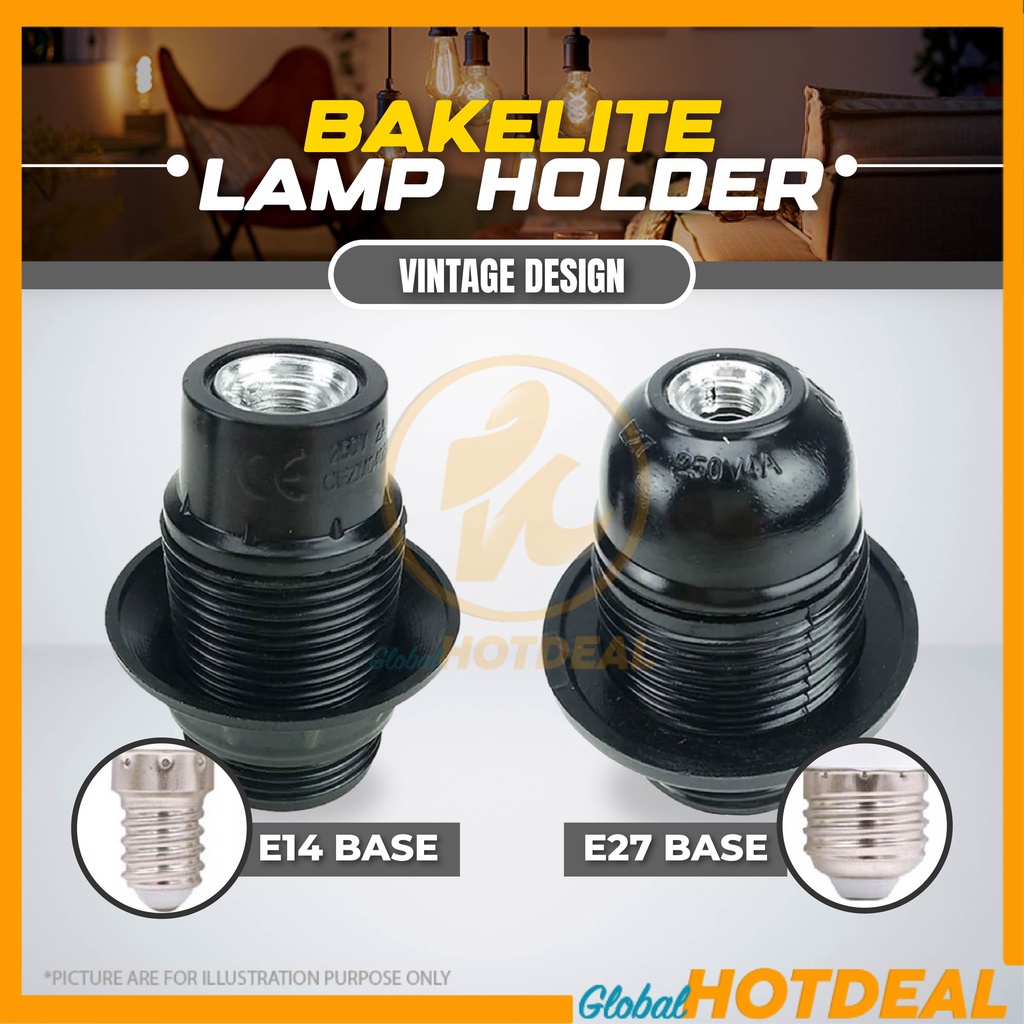 {Copper} Douille E14/E27 Bakelite Lamp Holder with Ring/Socket/Retro ...