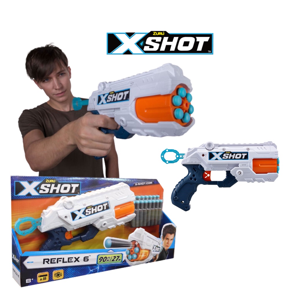 Zuru X-Shot Excel Reflex 6 With 16 Refill Dart And Rotating Barrel With ...