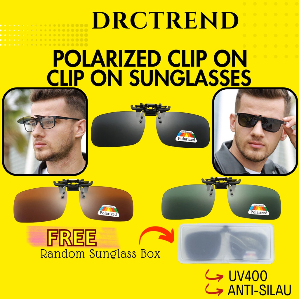 Unisex Clip-on Polarized Sunglasses Flip-up Lens Sun Glasses Driving ...