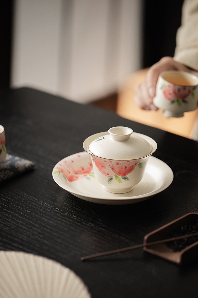Shajifeng Pink Lead Pastel Hand-Painted Dried Peach Pot Cheng Retro ...