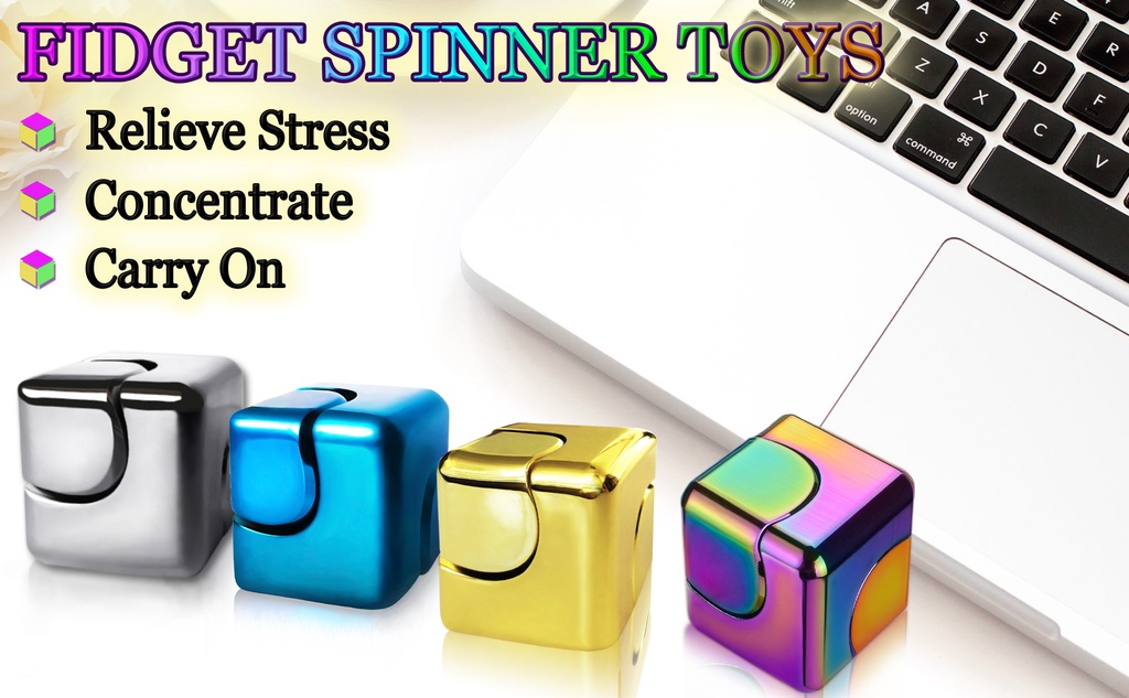 Metal Cube Rotating Fingertip Gyroscope Fidget Anti Stress Toys Adult ...
