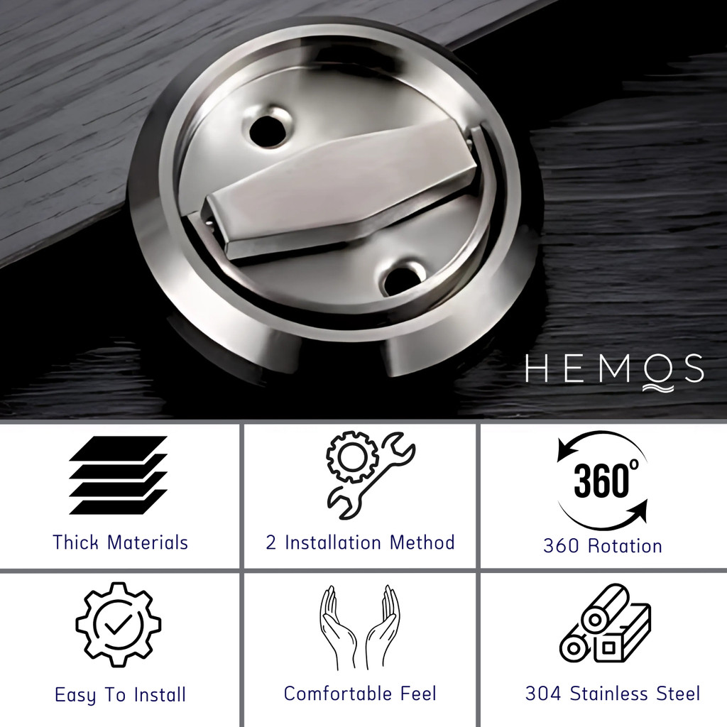 HEMOS 32-47MM KEYLESS POCKET DOOR LOCK HIDDEN RECESSED CUP INSTALL DOOR ...