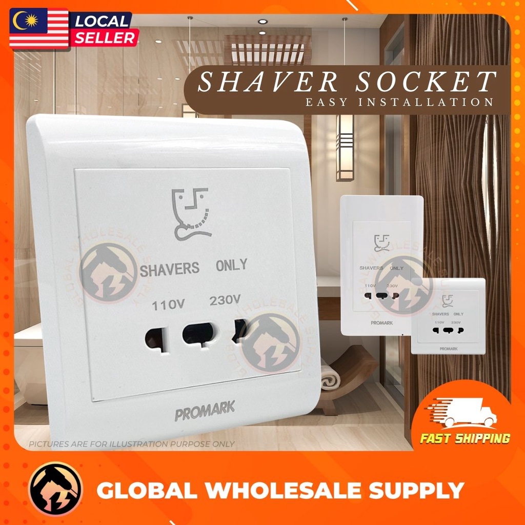 PROMARK Shaver Socket 110V-240V Wall Mounted Type Shaver Socket Power ...