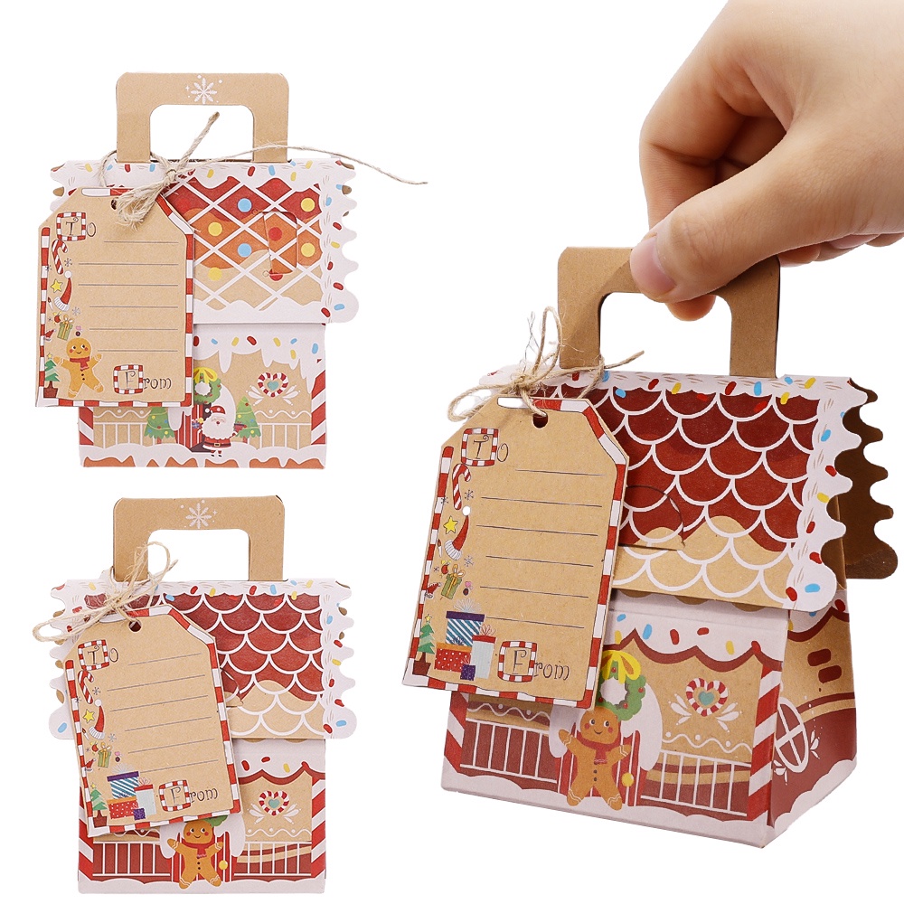 Exquisite Christmas House Modelling Kraft Paper Candy Pouch with Handle ...