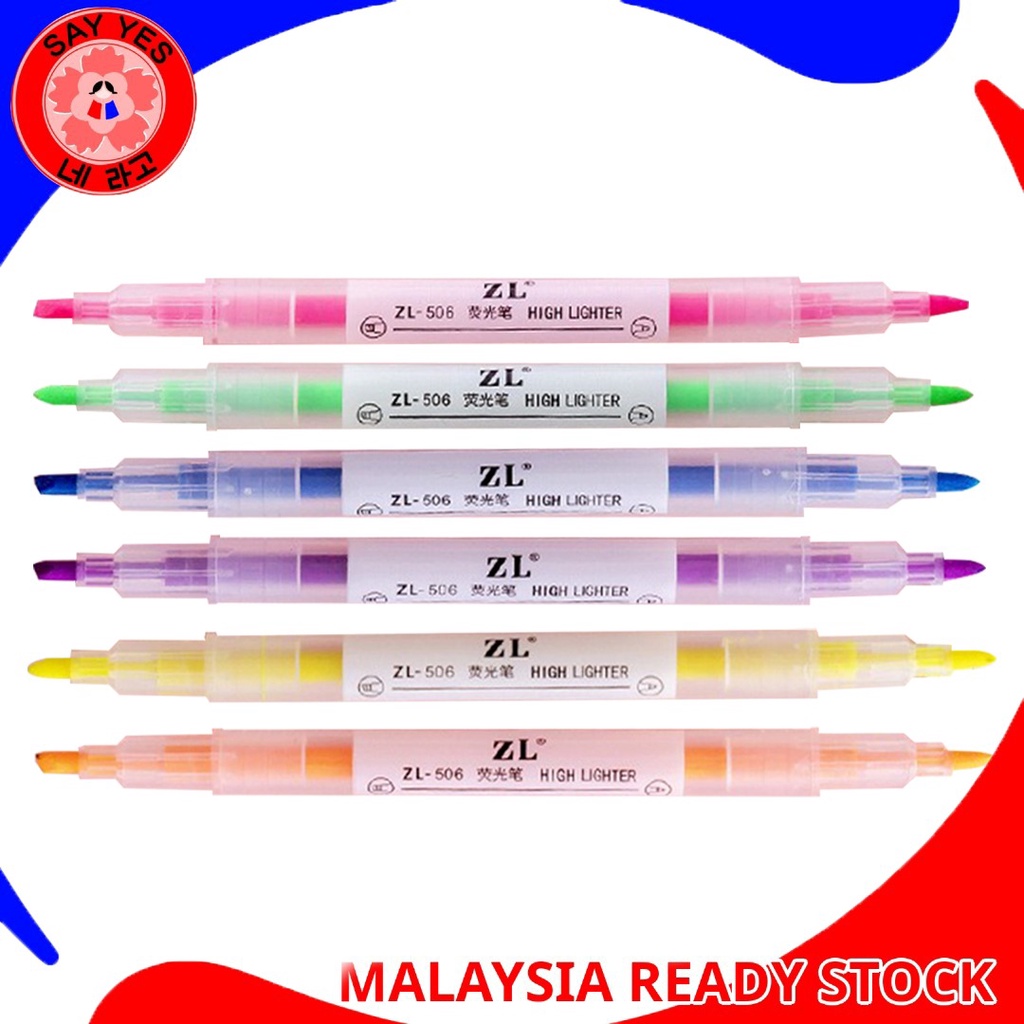 SayYes Dual-Head Highlighter Pen Thin Colorful Highlighter Pen DIY ...