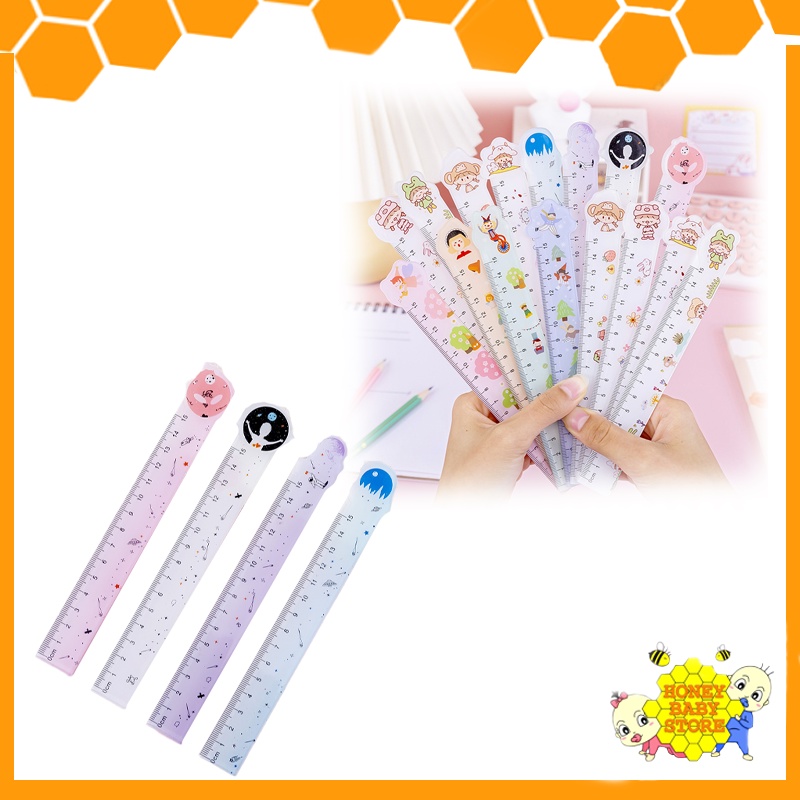 Cute Cartoon Ruler Student With Various Design Stationery Drawing ...
