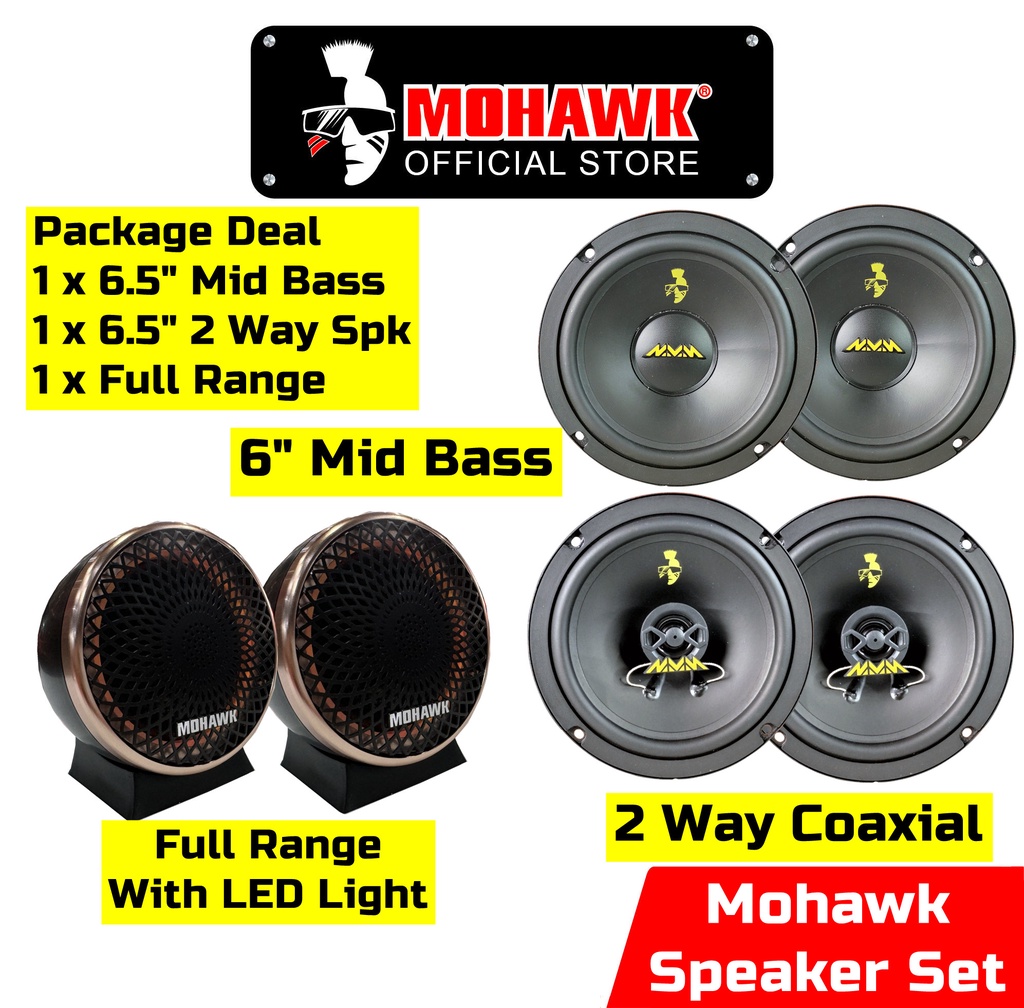Mohawk MY Series Speaker Set 6.5" Mid Bass 2 Way Coaxial Spk And Full ...