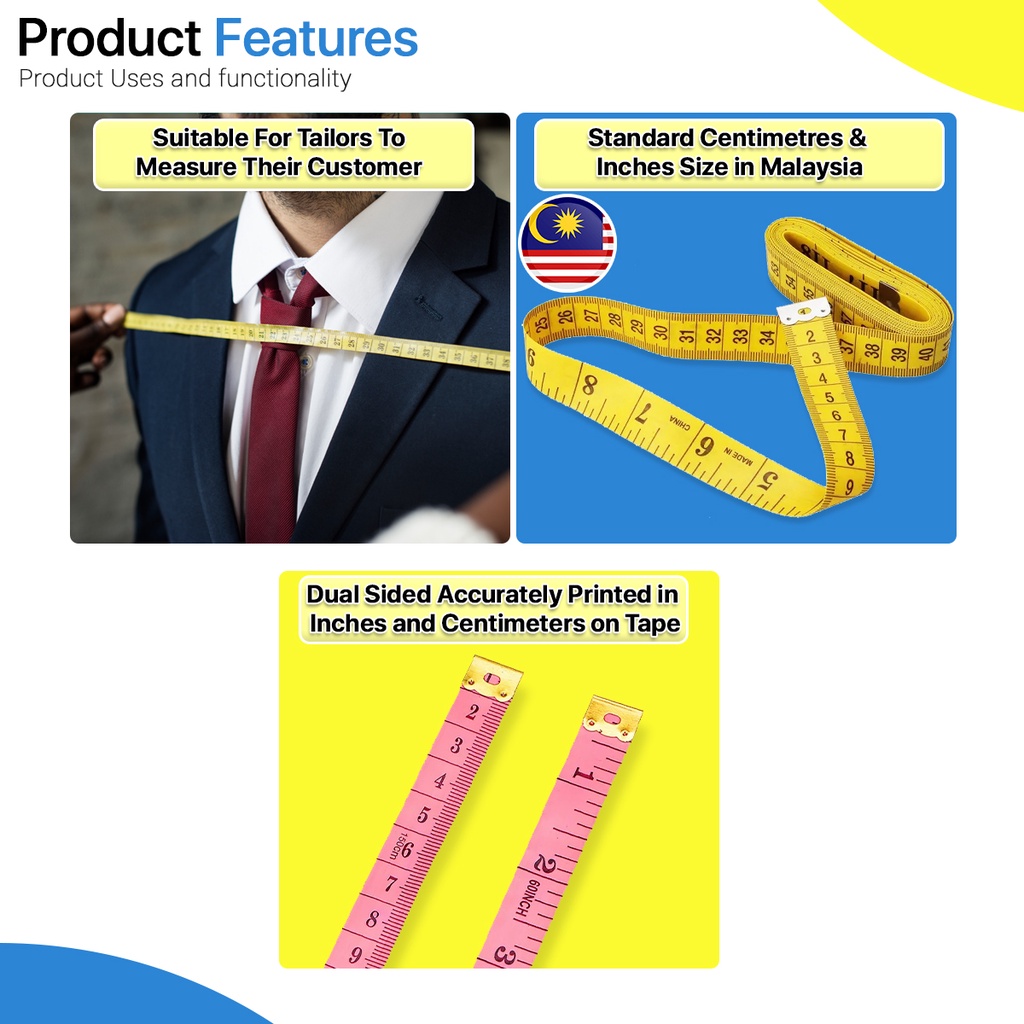 150cm Tailor Tape Body Measure Waist Ruler Sewing (Pcs) Measuring Tape ...