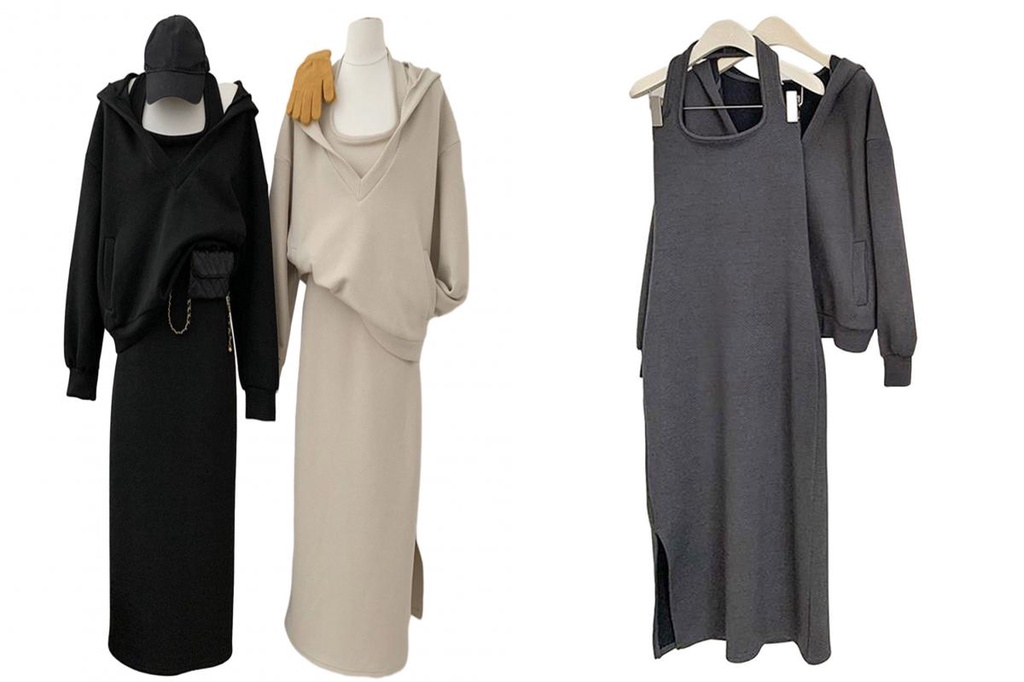 FRA Halter Neck Dress Set Women Spring Suit 2-piece Women's Hoodie ...