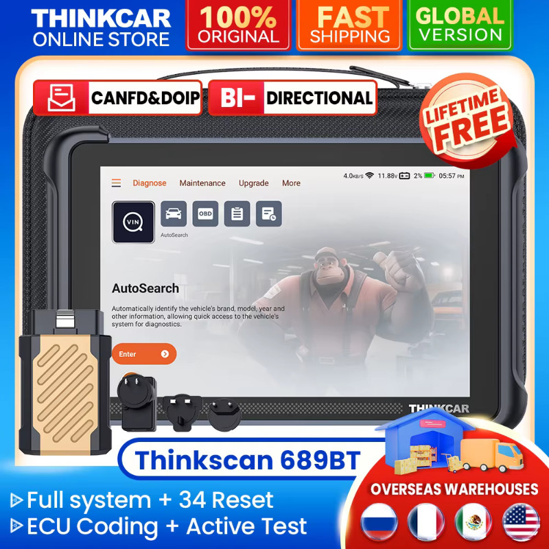 THINKCAR Thinkscan 689BT OBD2 diagnostic tools Full system 34 reset car ...