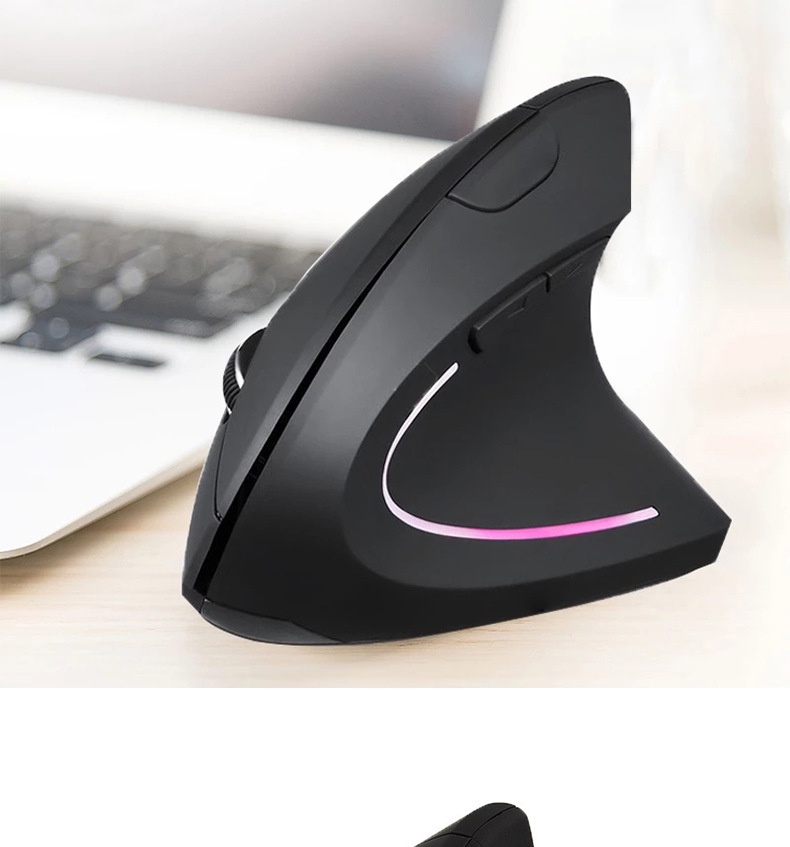 Vertical Wireless USB Mouse Ergonomic Rechargeable Portable PC Gamer ...