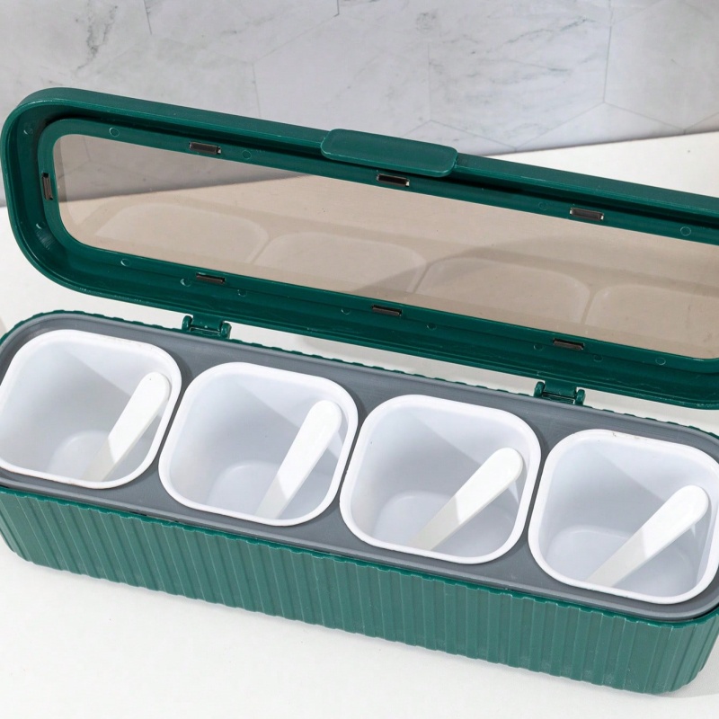 【PLAYFUL】 4 IN 1 Seasoning Box Set Spice Storage Salt MSG Spice ...