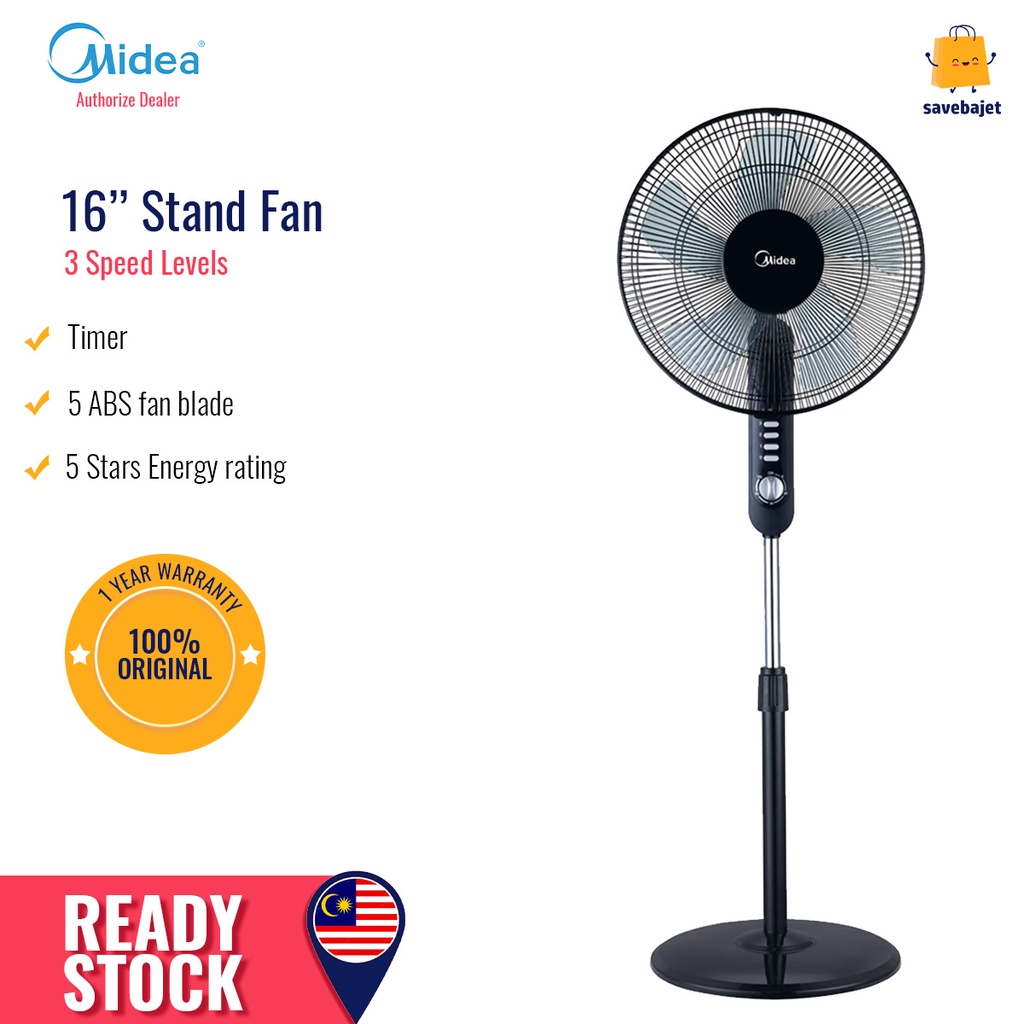 Midea Stand Fan With 5 Blade And Timer (16") MF16FS15F MF-16FS15F ...
