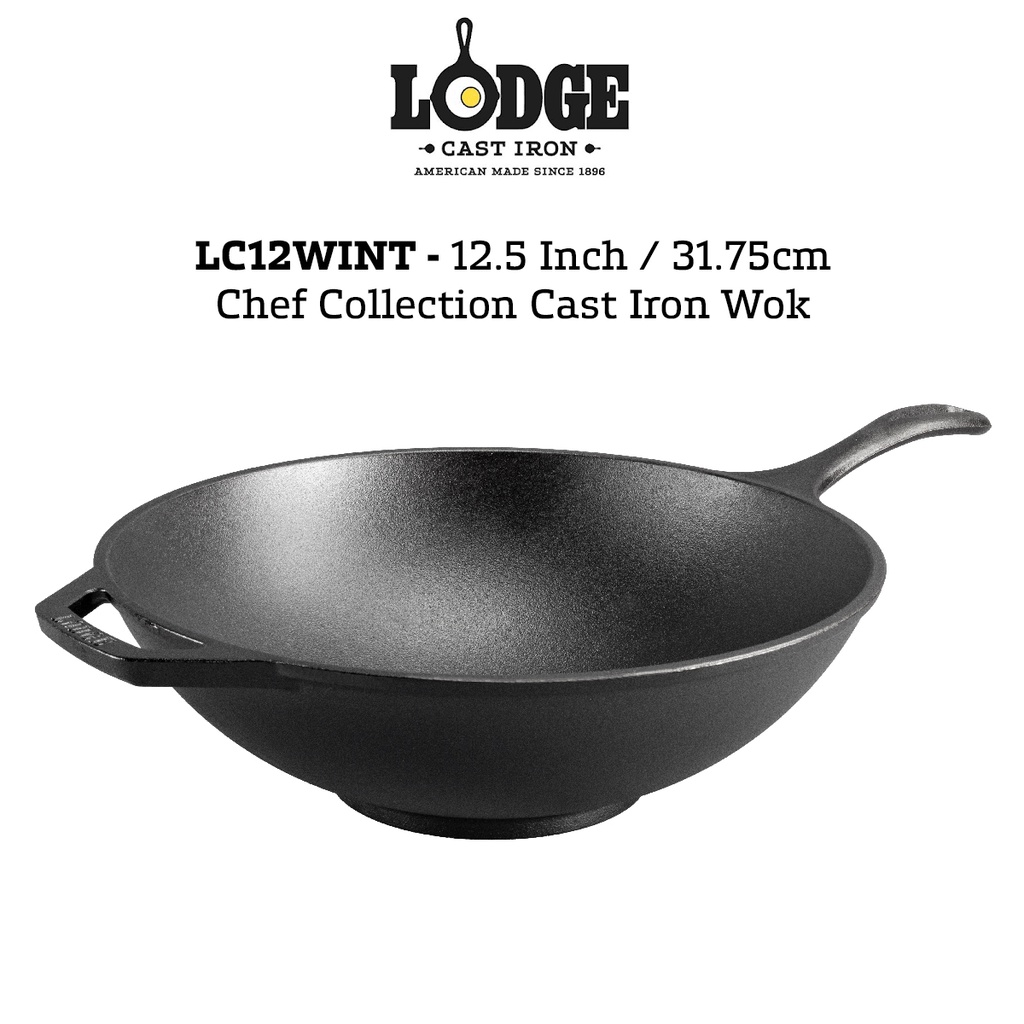 Lodge Chef Collection Seasoned Cast Iron Wok LC12WINT - (12.5"/31.75cm ...