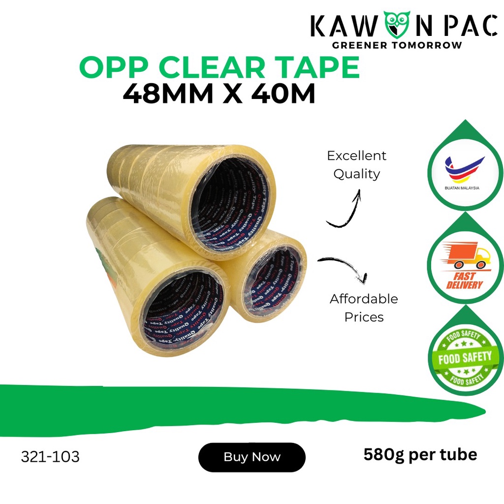 (6 roLLS/TUBE) OPP Tape || 48mm x 40m || Clear || Packing Cellophane 胶纸 Cellotape Salotape Clear ...