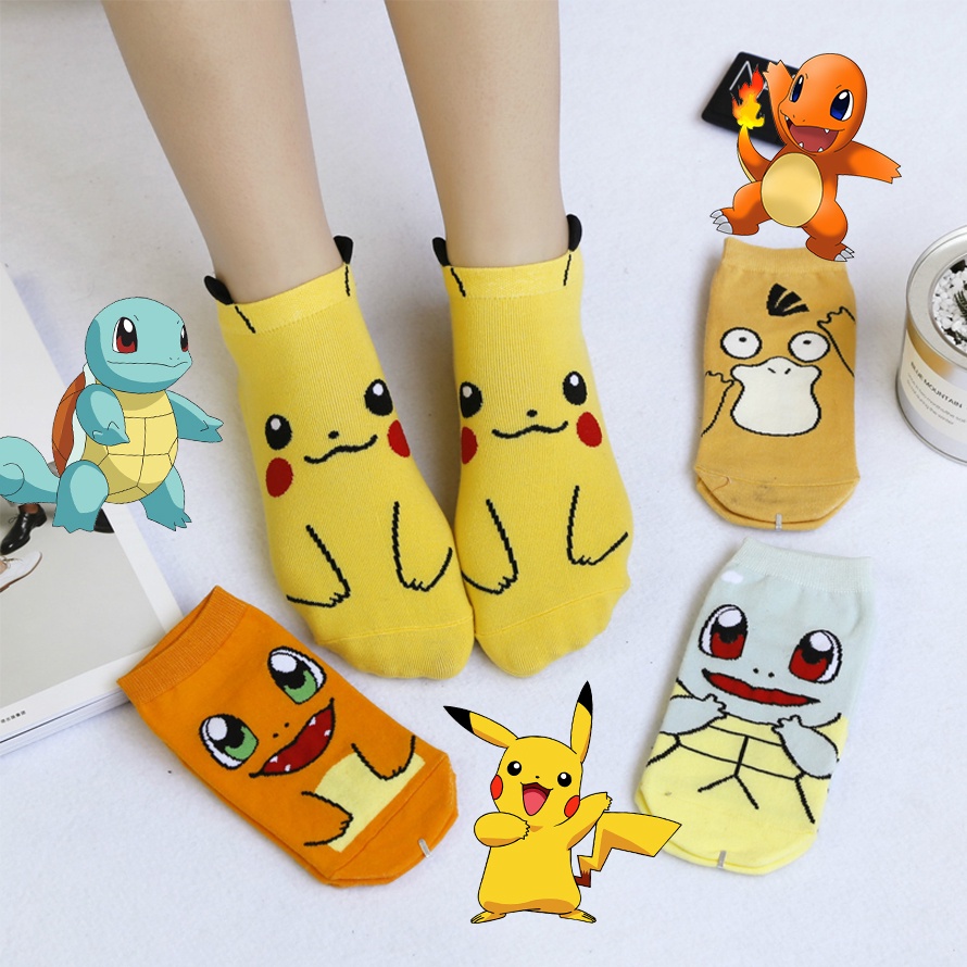 LDS Korean Japanese 1 Pair Cute Pokemon Pikachu Psyduck Fashion Cotton ...