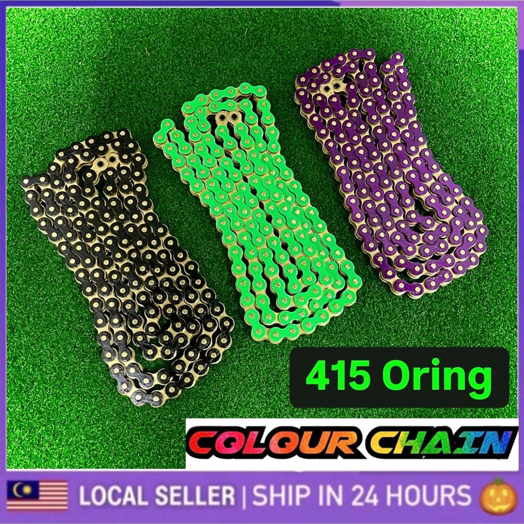 415 ORING CHAIN RANTAI COLOUR O-RING CHAIN 415-132L GREEN PURPLE GOLD ...