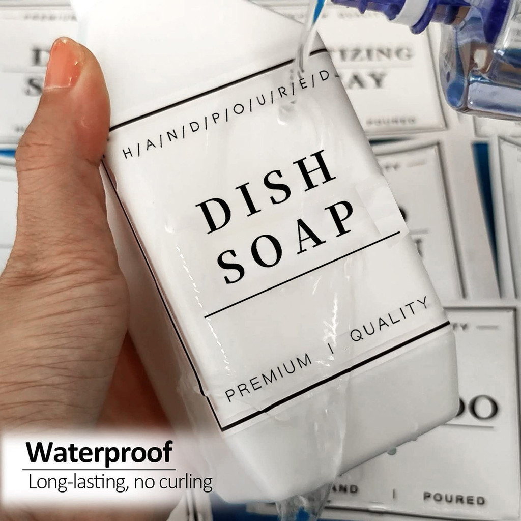 HOT SALE Bathroom Labels Sticker Set, Shampoo and Shower Gel Dish Soap ...