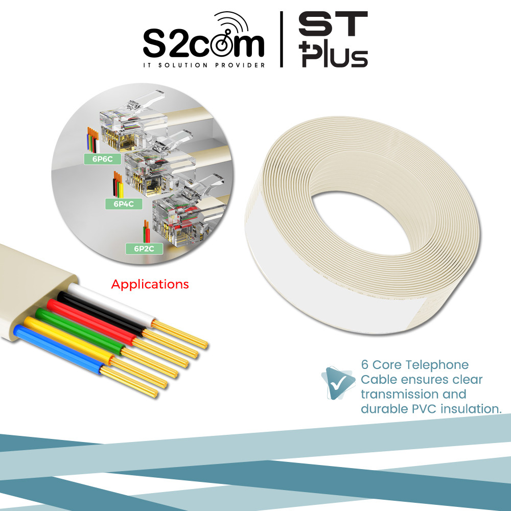 6 Core 28AWG Ivory Telephone Cable | Shopee Malaysia