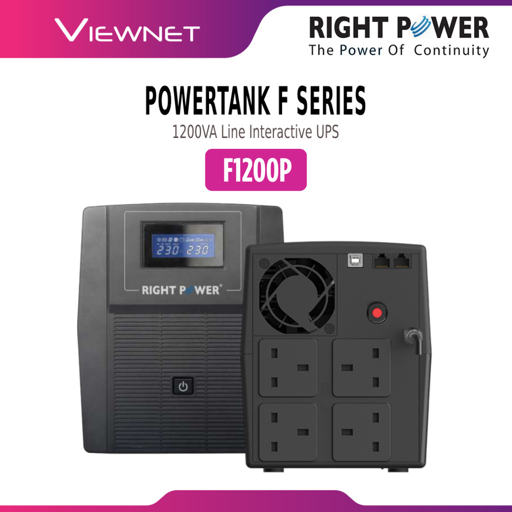 RIGHT POWER 1200VA UPS (POWERTANK F1200P) AVR AVS AUTOMATIC VOLTAGE ...