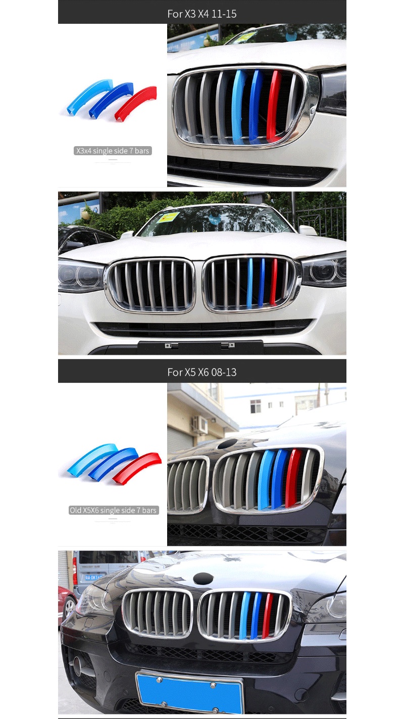 Front Grille Trim Strips For BMW E46 E90 E60 E39 E36 F30 F10 F20 X5 E70 E53 G30 E91 E92 E93 E87 ...
