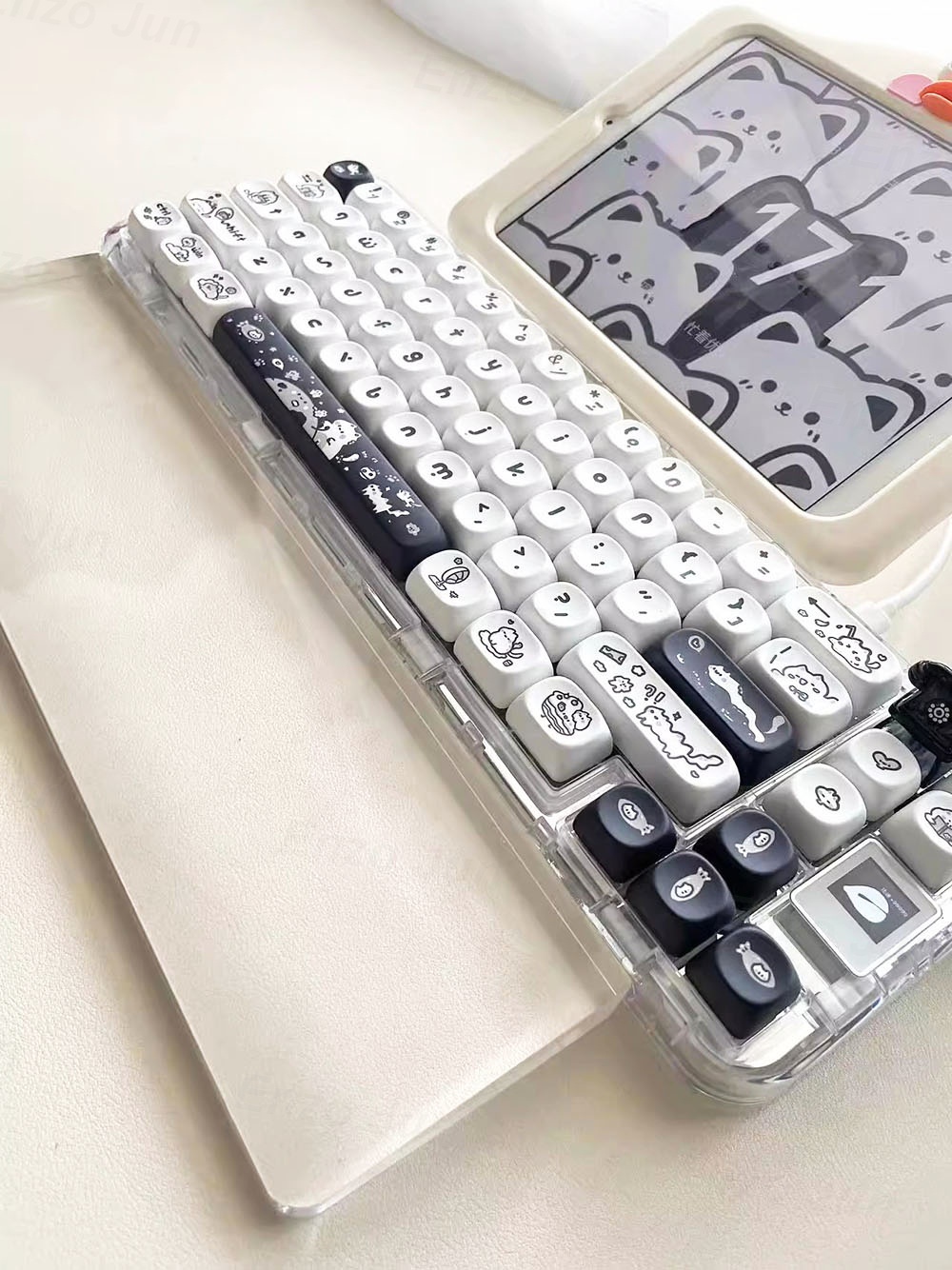【On Sale】MOA Keycaps Black White Cat's Keycap theme PBT five-sided heat ...