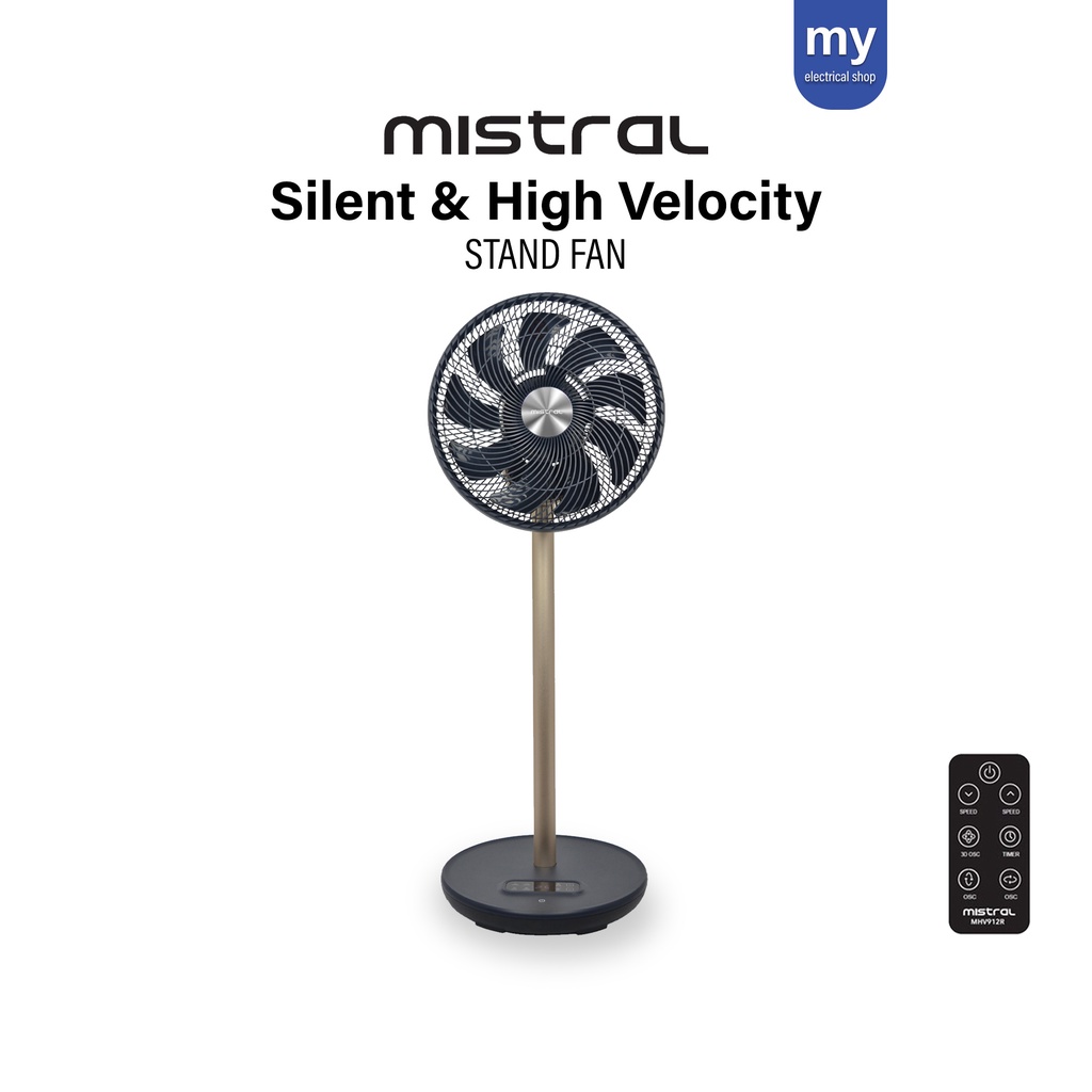 Mistral MHV912R Silent Stand Fan DC Motor High Velocity Stand Fan With ...