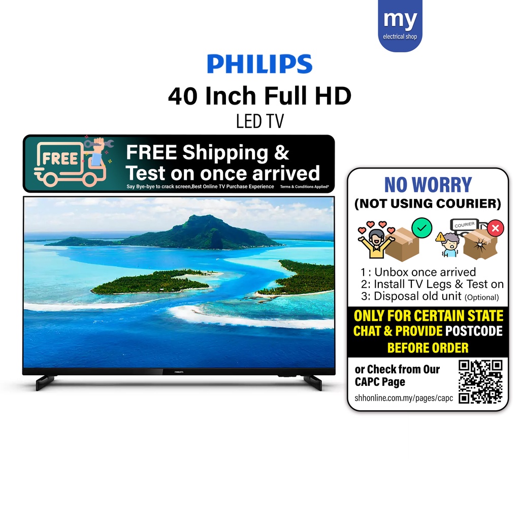 Philips 40 Inch Full HD LED TV 40PFT5708 Bezeless | Shopee Malaysia