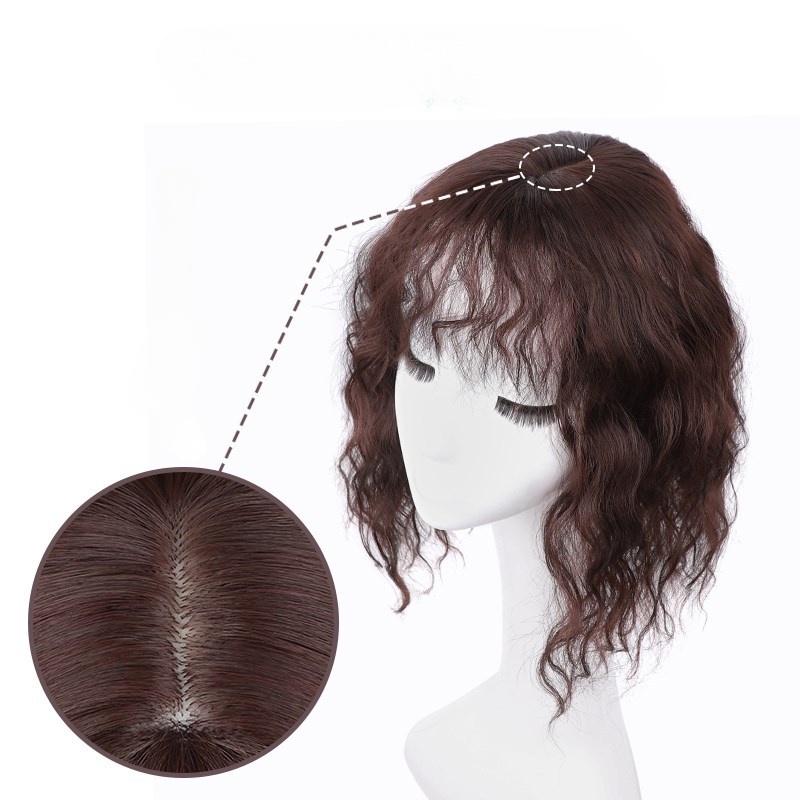 Top of the head hair patch fake bangs curly hair simulation hair corn ...