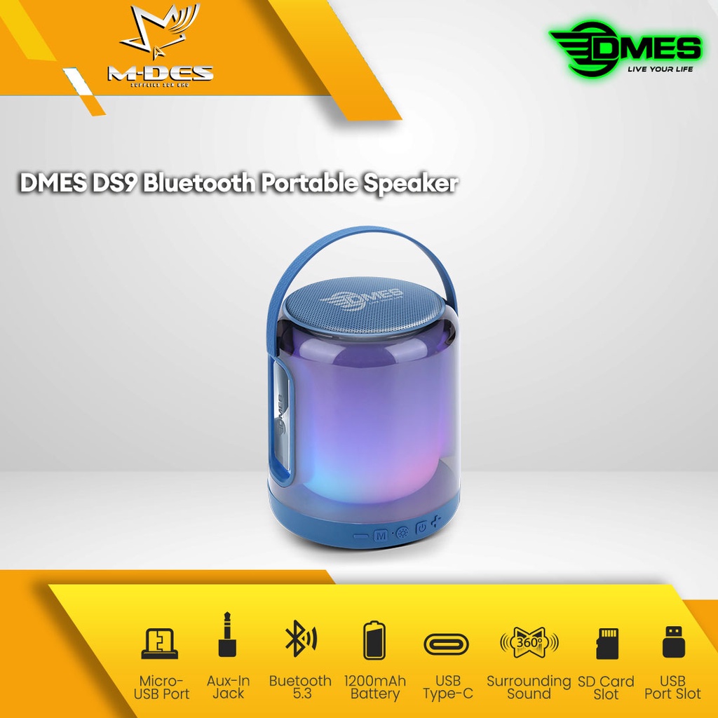 DMES DS9 Wireless V5.3 Bluetooth HiFi Bass Stereo Portable Mini Speaker ...