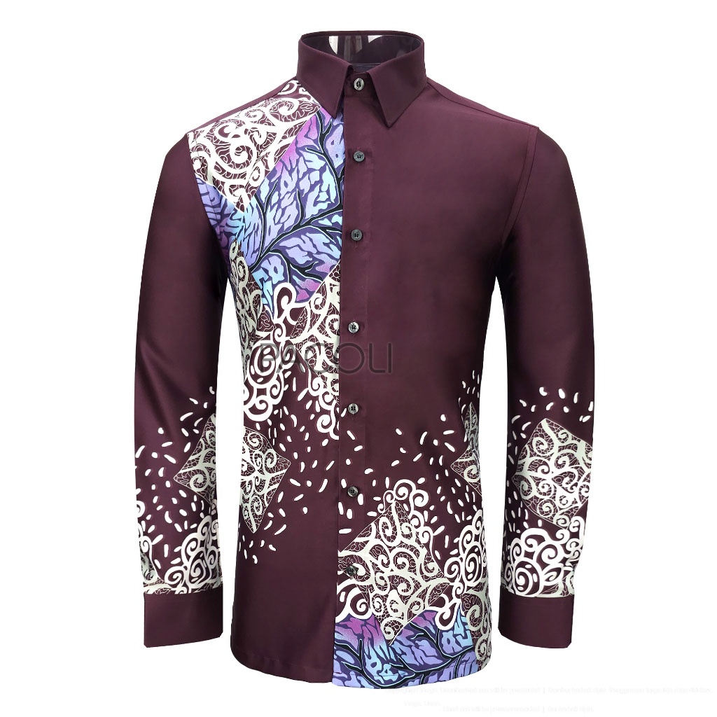 Malaysia Men Batik Long Sleeve Modern Fit - Maroon Colour | Shopee Malaysia