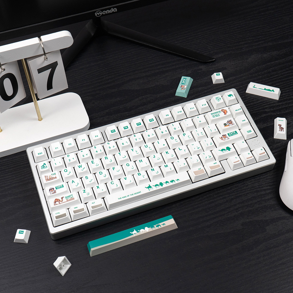 Arabic Language Keycaps White Green 1.7mm PBT Cherry Profile Dye-sub ...