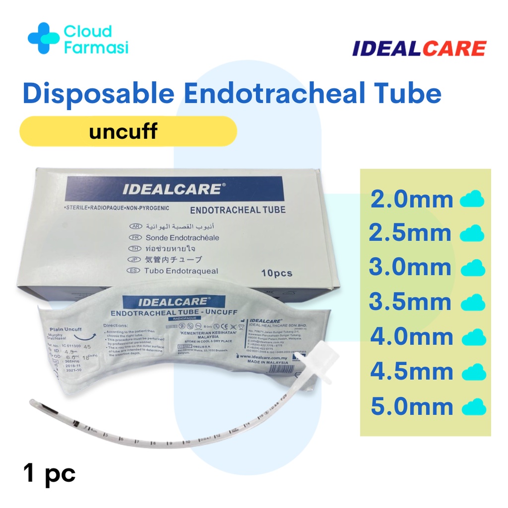 [Cloud Farmasi] Idealcare Endotracheal Tube Uncuff Sterile Packed with ...