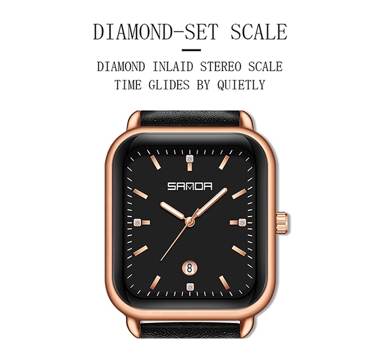 Sanda Women's Elegant Casual Business Square Diamond Quartz Watch ...