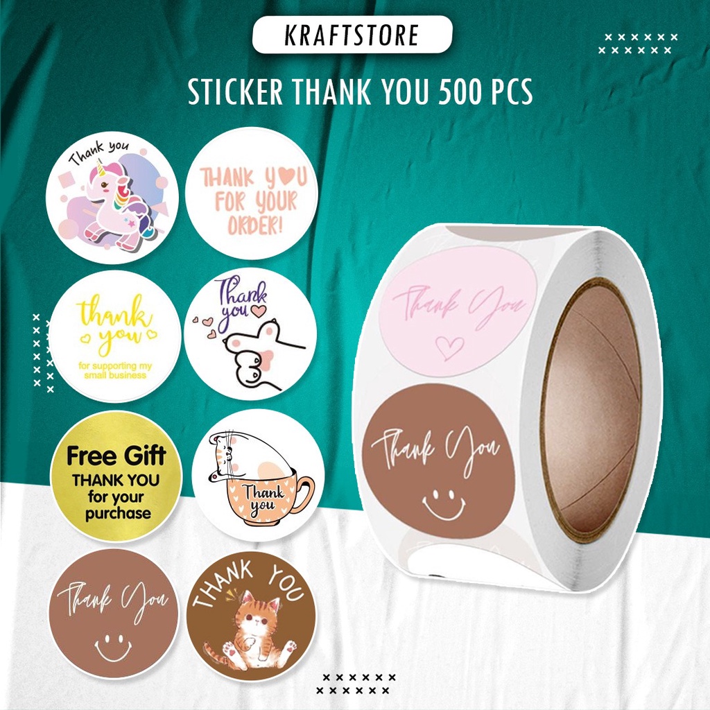 500pcs Thank You Sticker Seal Label Sticker Terima Kasih Cartoon ...
