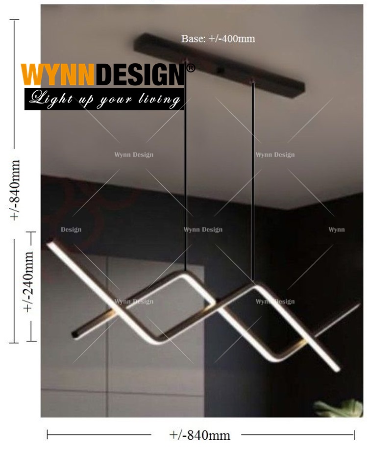 Wynn Design [38W 3C] Black Line Hanging Lamp Linear Shape Dining Lamp ...