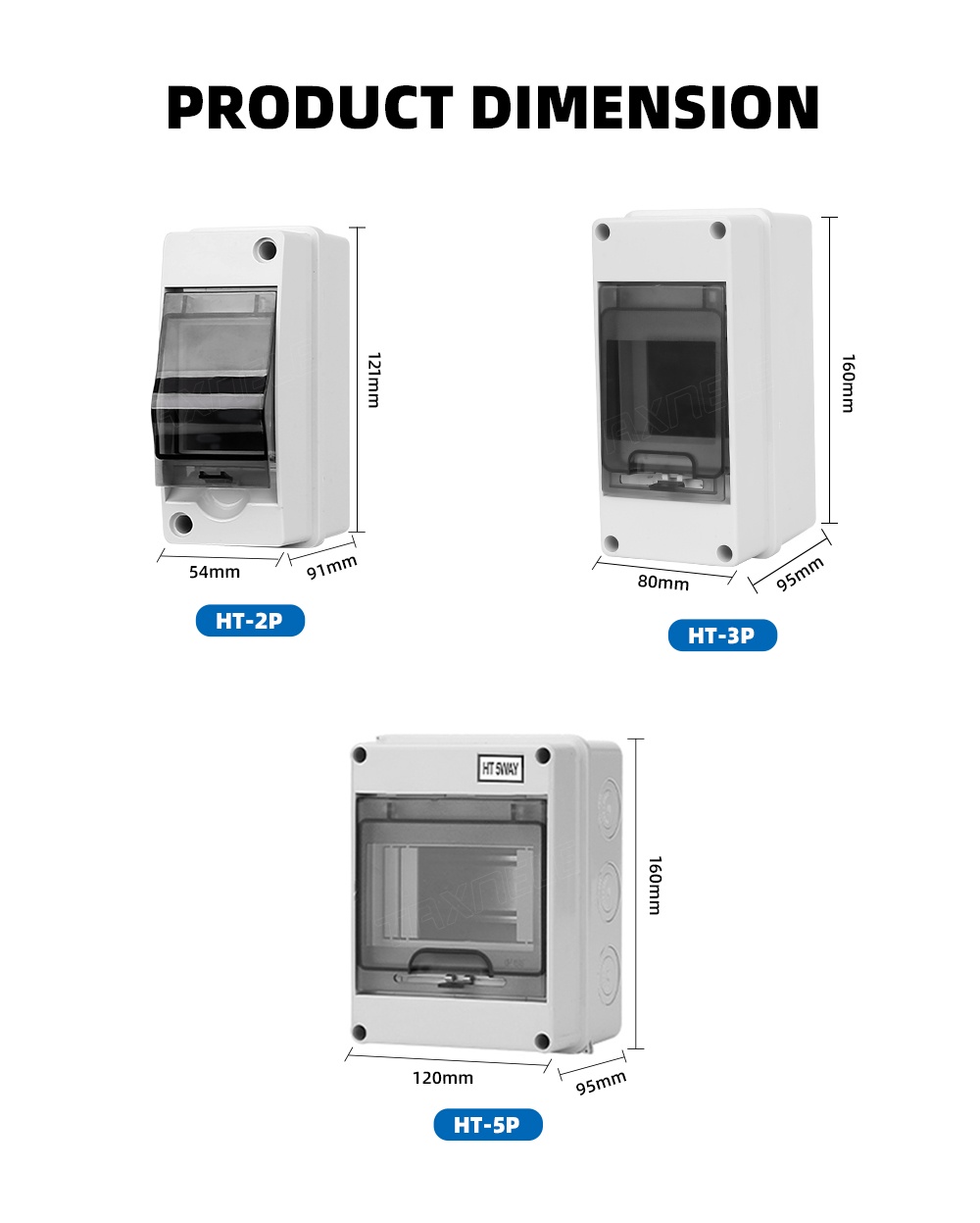 IP65 Waterproof Electrical Distribution Box 2 3 5 Ways MCB Switch PC Plastic Junction BOX HT ...